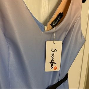 Sucrefas | Dresses | Sucrefas Blue Ombr Belted Fit And Flare Dress ...